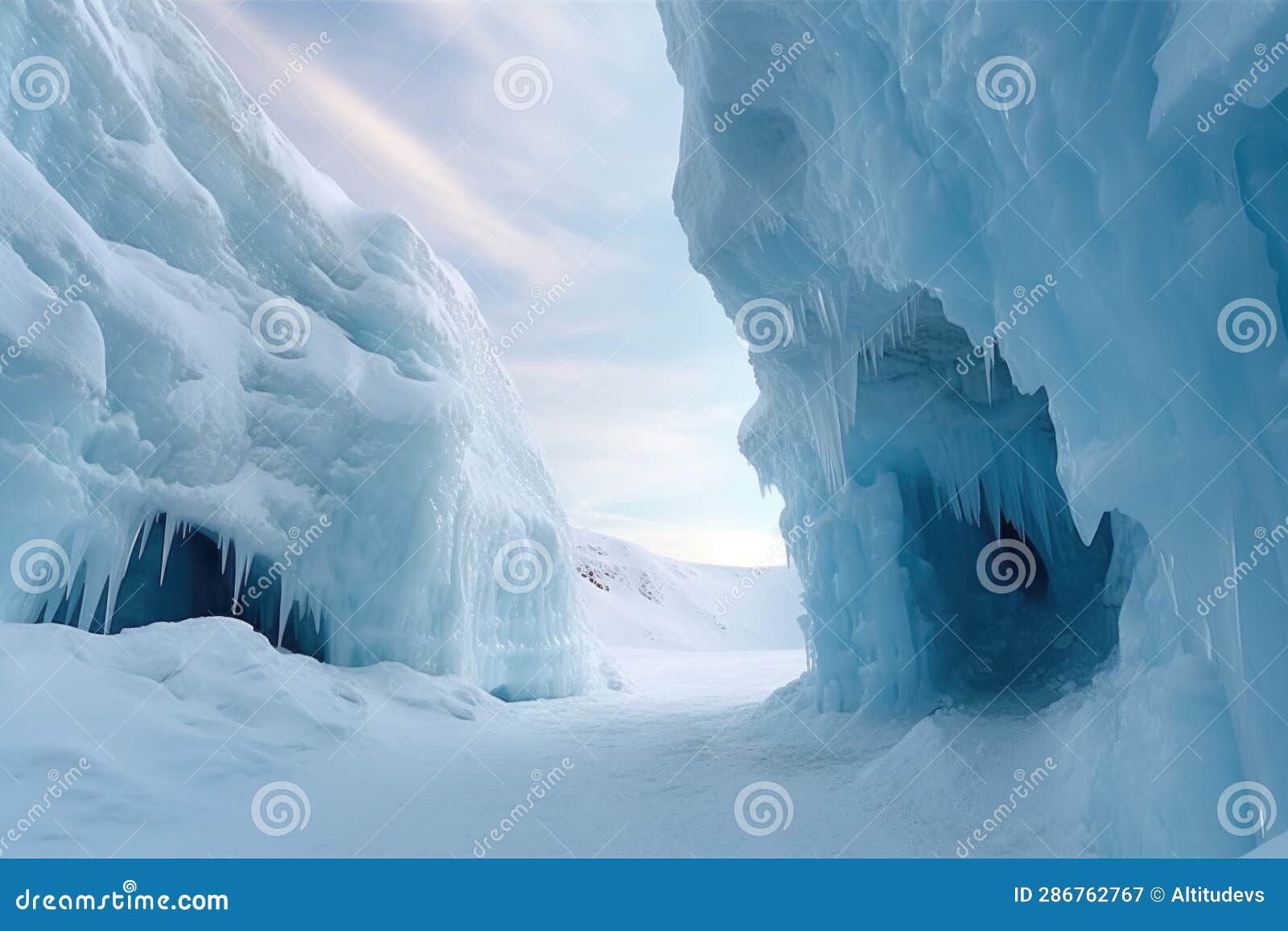 Layers of Ice and Snow Forming a Unique Structure in a Crevasse Stock ...