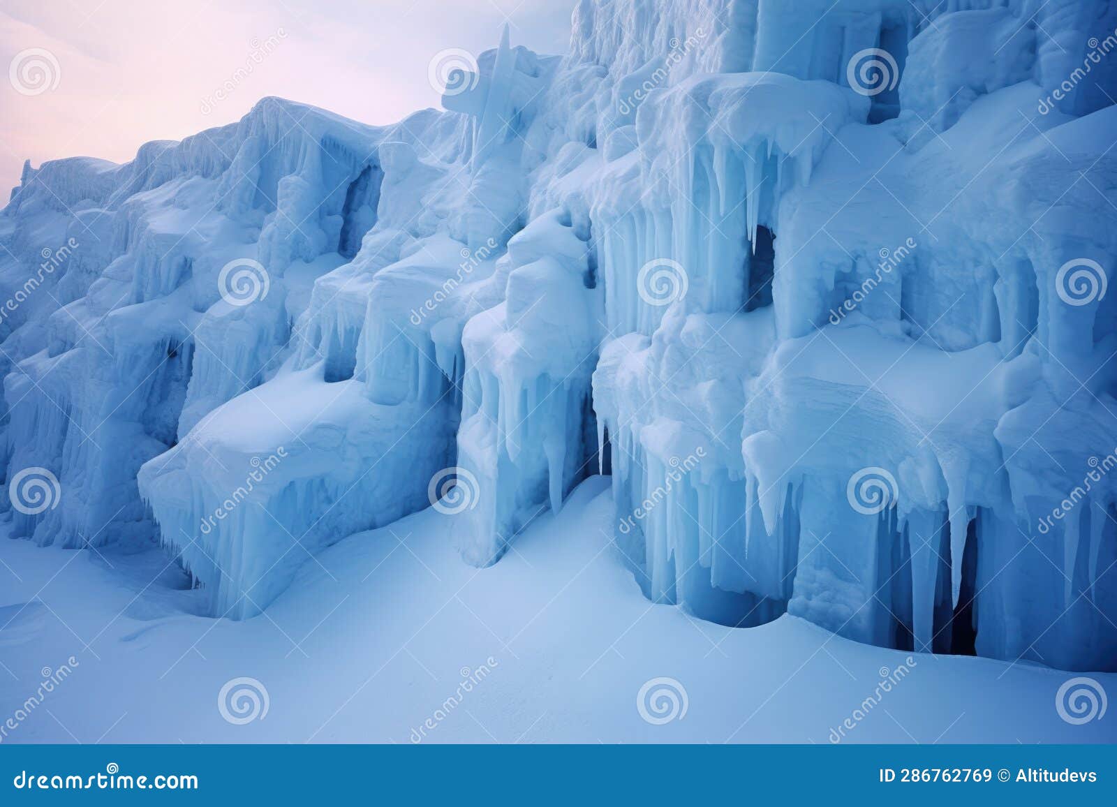 Layers of Ice and Snow Forming a Unique Structure in a Crevasse Stock ...