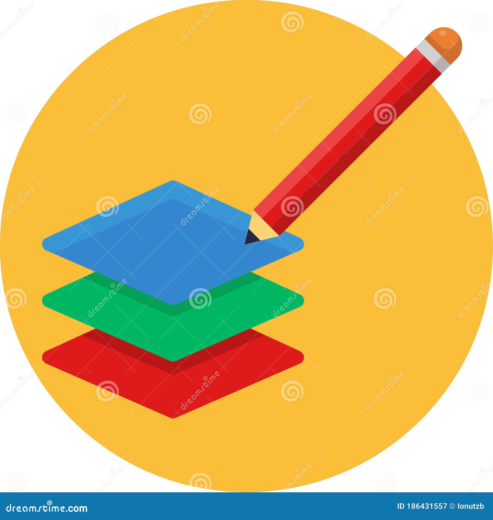 Layers map pen icon stock vector. Illustration of earth - 186431557