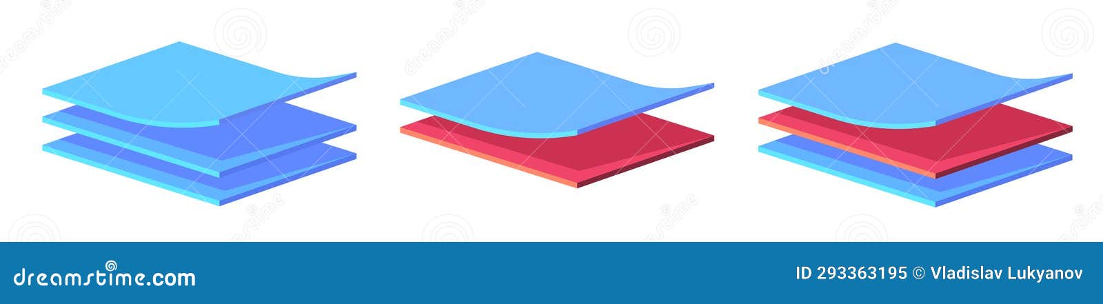 Layers of Material Fabric Blue Red 3d Stack Design, 3 Square Wave ...
