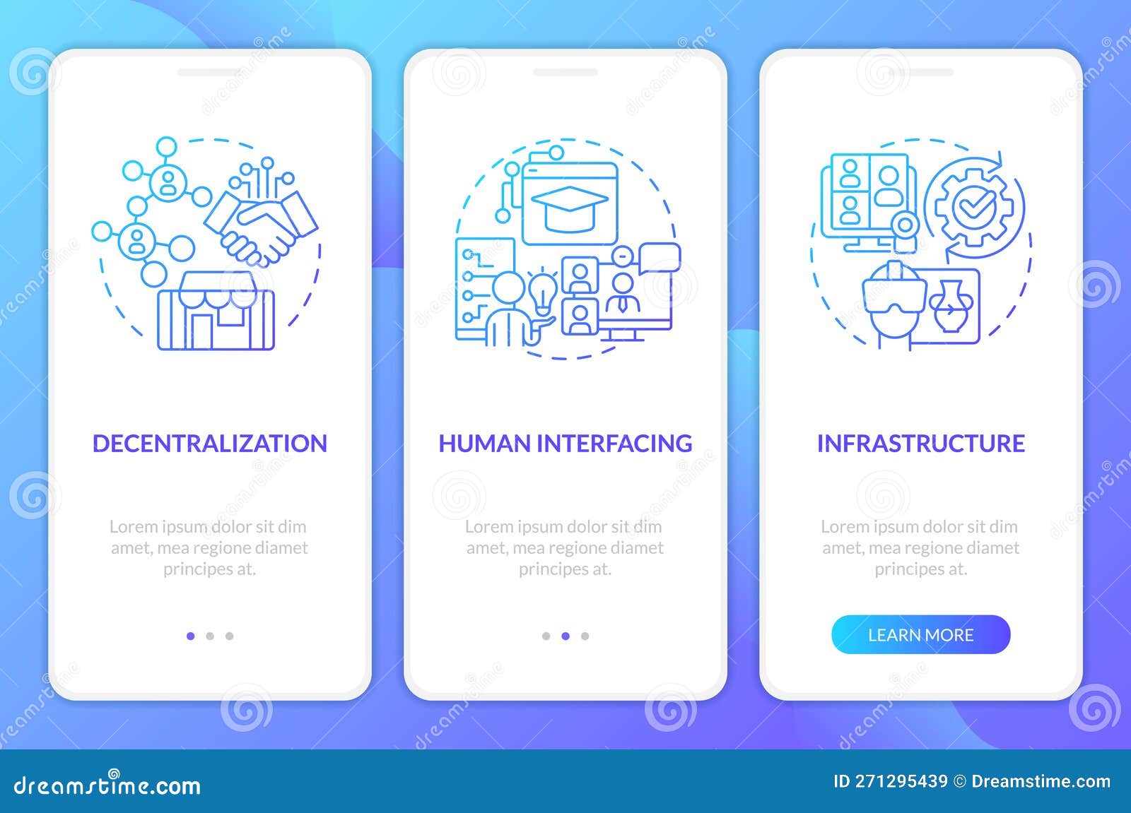 Layers of Metaverse Blue Gradient Onboarding Mobile App Screen Stock ...