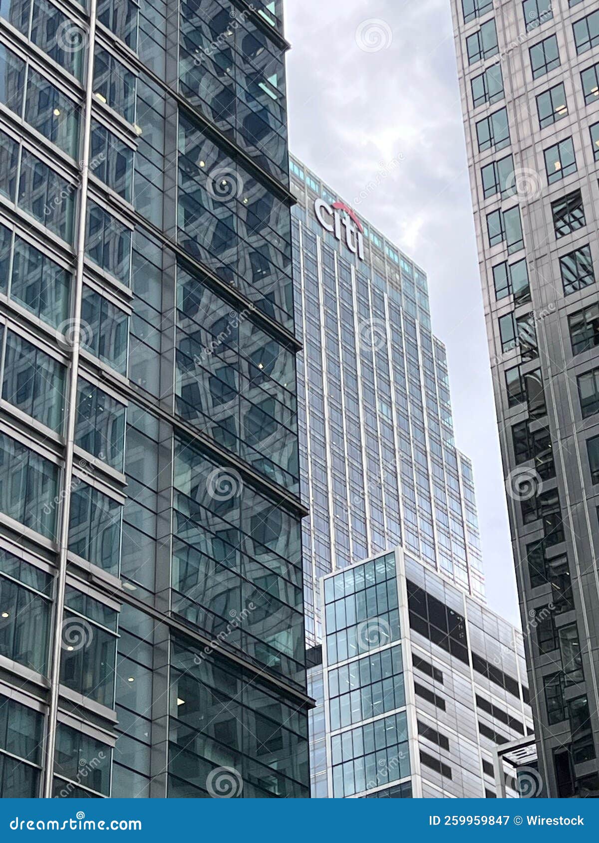 Layers of Modern Skyscrapers and Business Buildings, Vertical Editorial ...