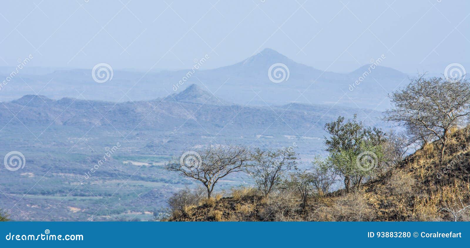 3 Layers of Mountains with Dry Forest Stock Photo - Image of country ...