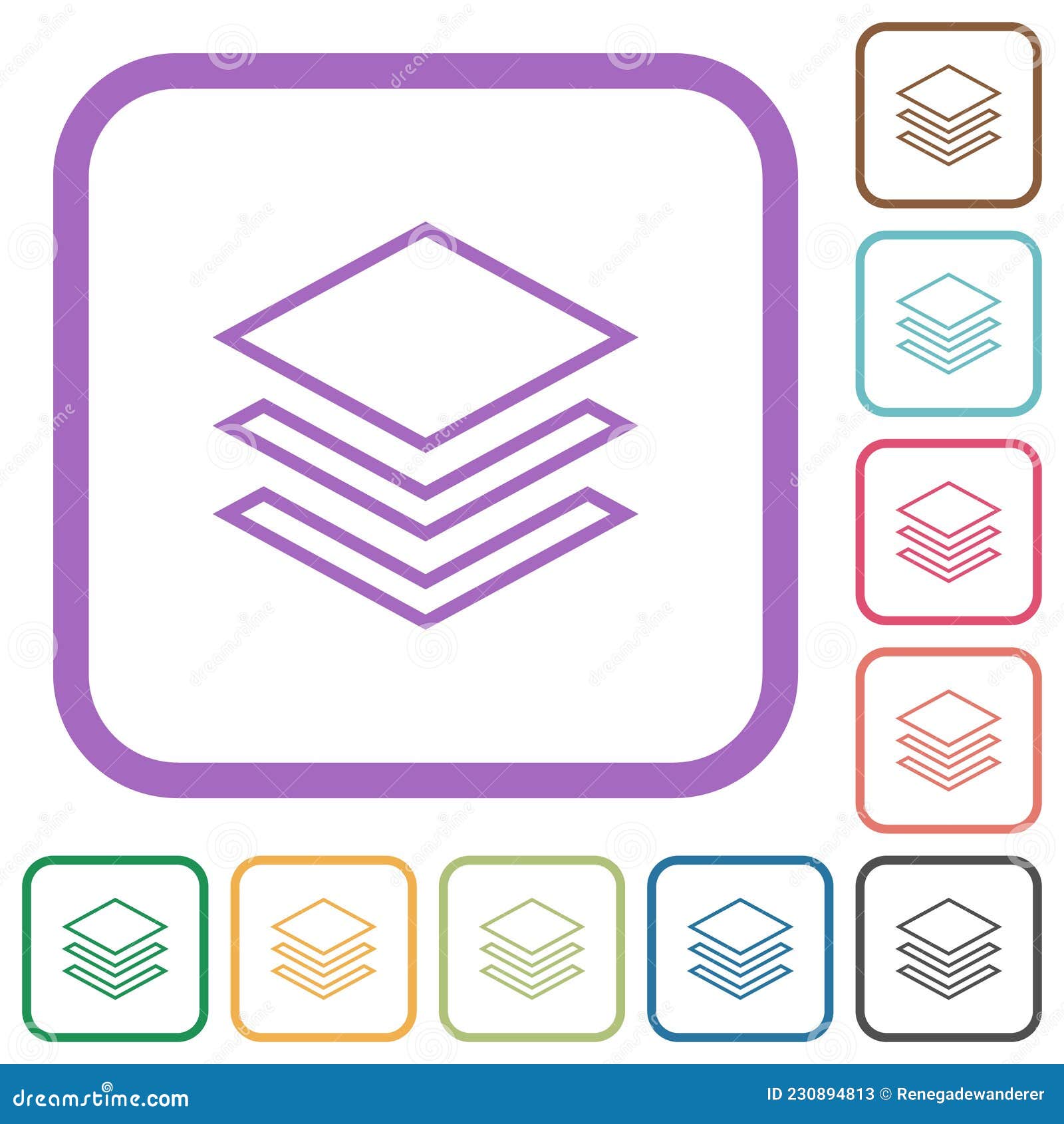 Layers Outline Flat Round Icons Cartoon Vector | CartoonDealer.com ...