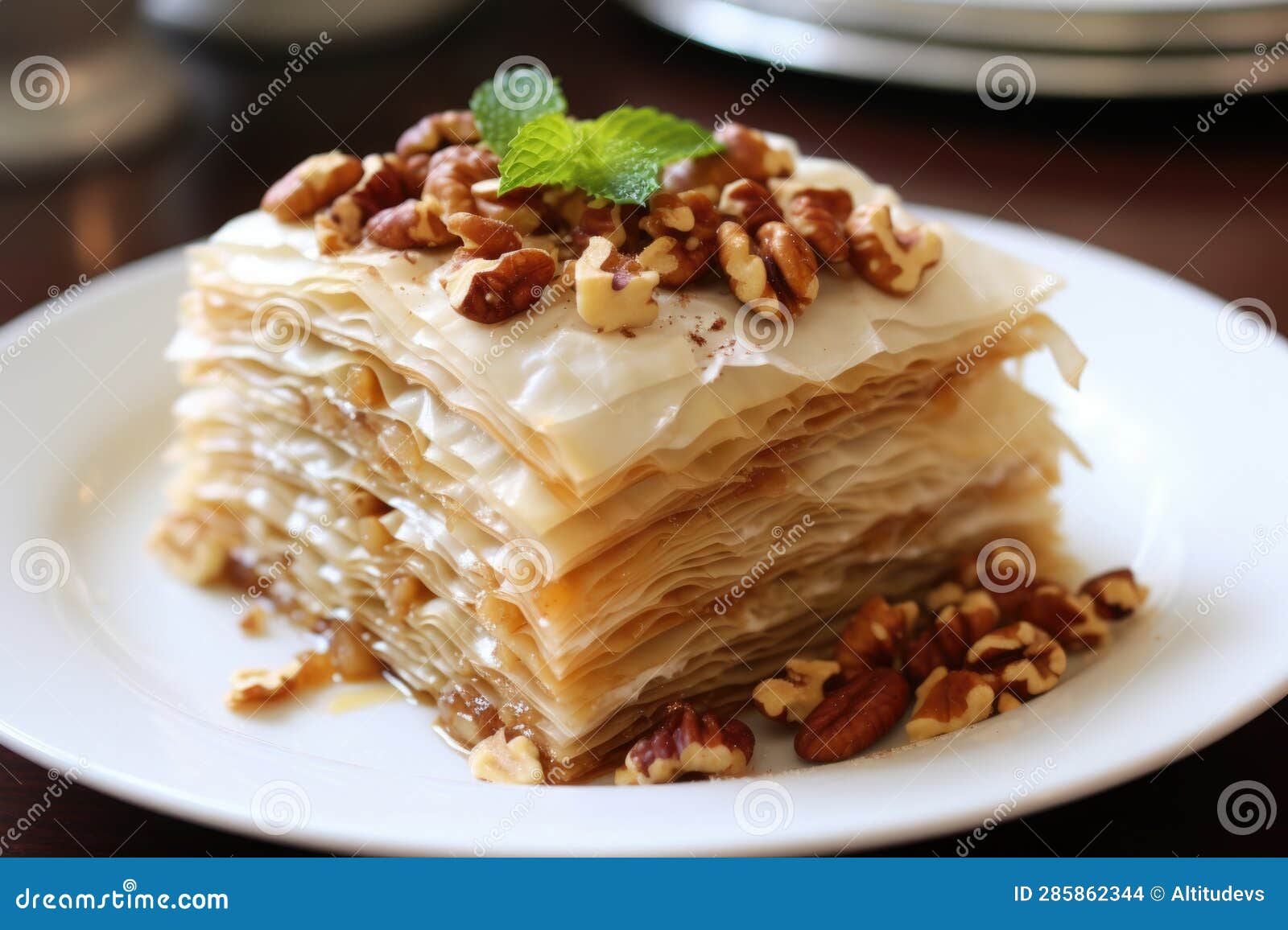 Layers of Phyllo Dough with Nut Mixture in between Stock Illustration ...