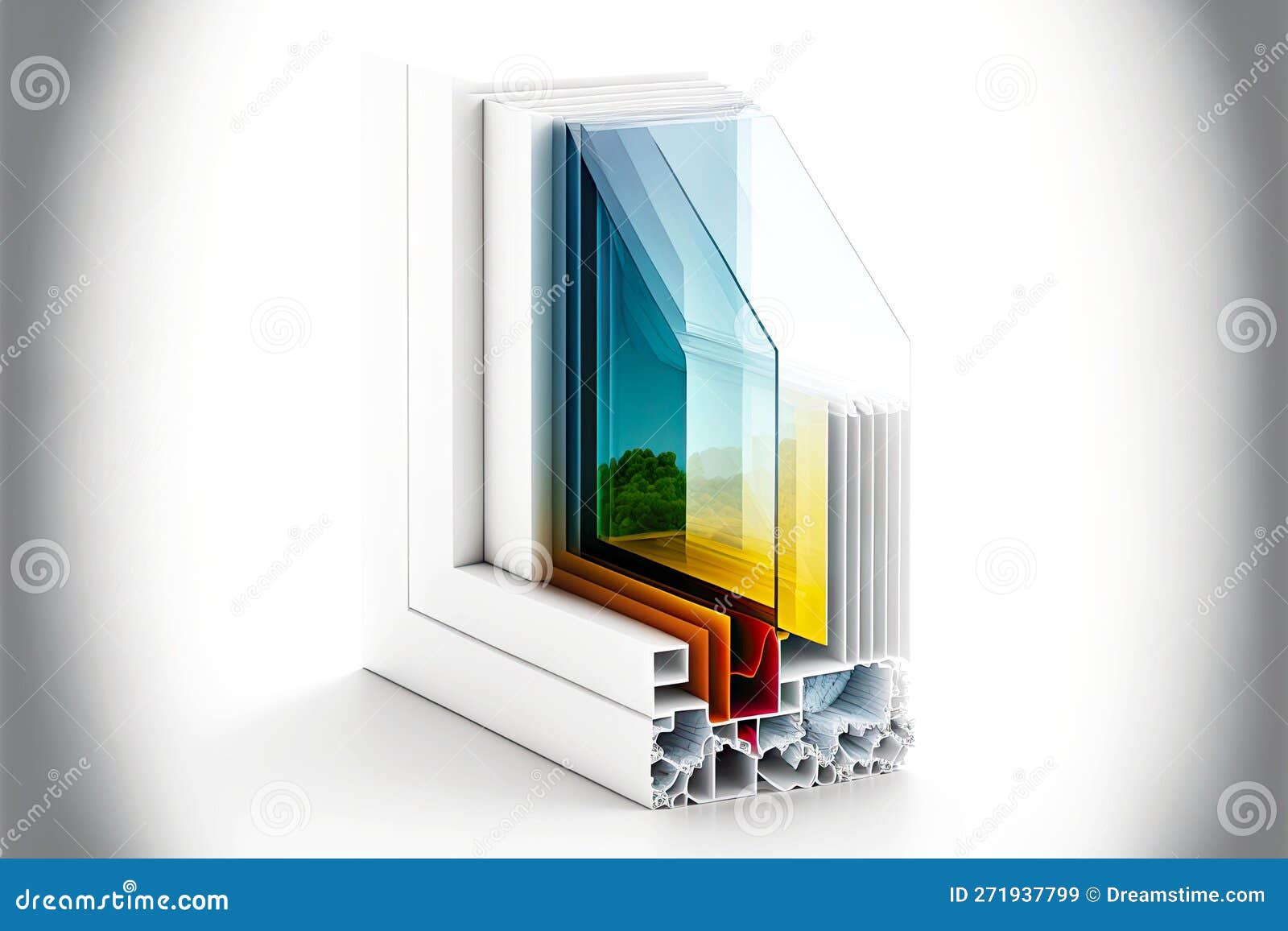 Layers of Plastic Windows Profile in Section on White Background Stock ...