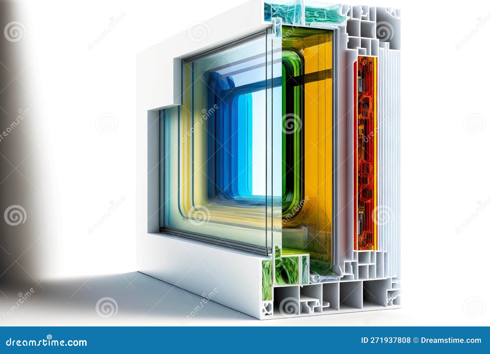 Layers of Plastic Windows Profile in Section on White Background Stock ...