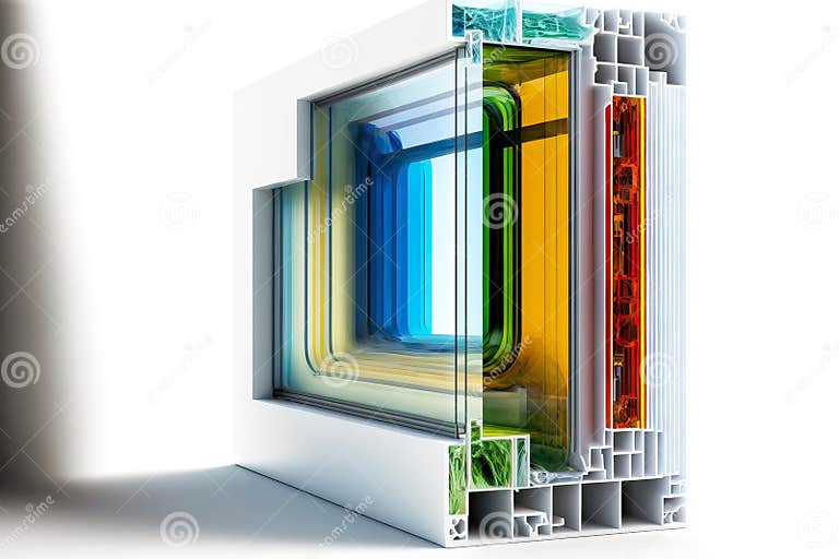 Layers of Plastic Windows Profile in Section on White Background Stock ...