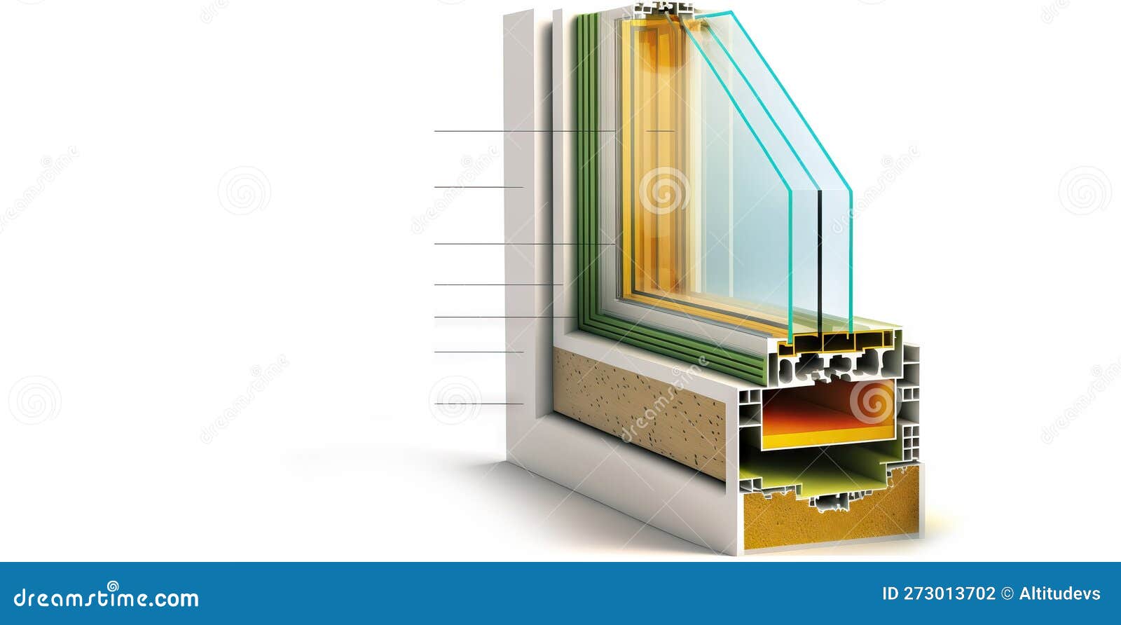 Layers of Plastic Windows Profile in Section on White Background Stock ...