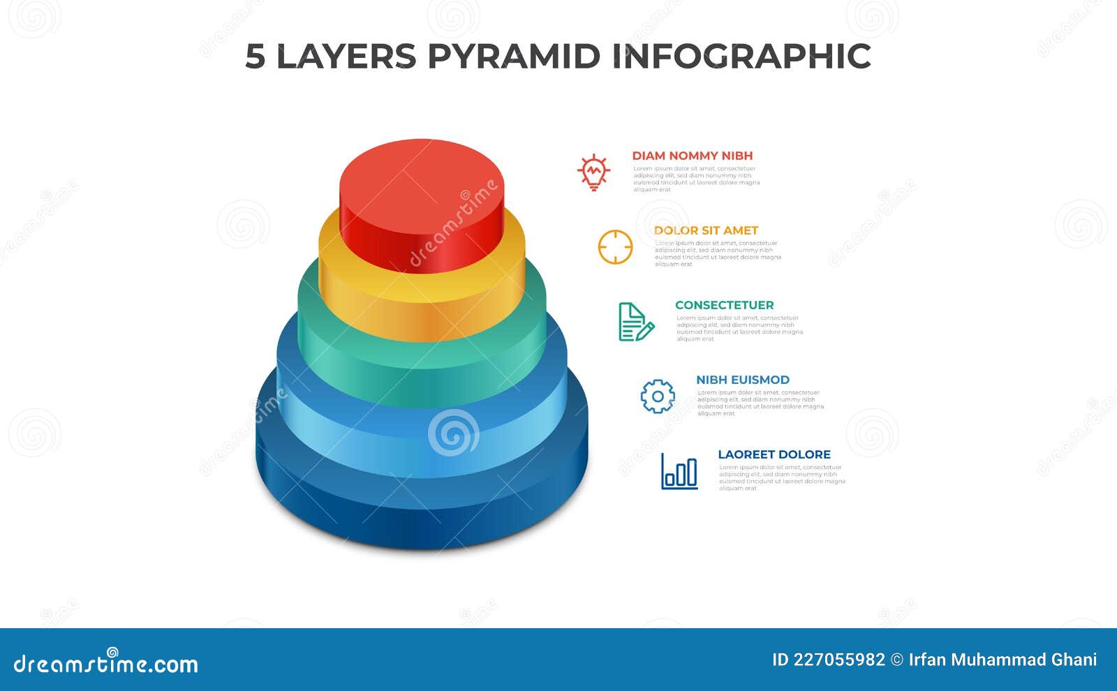 5 Layers of Pyramid Infographic Element Vector Stock Vector ...