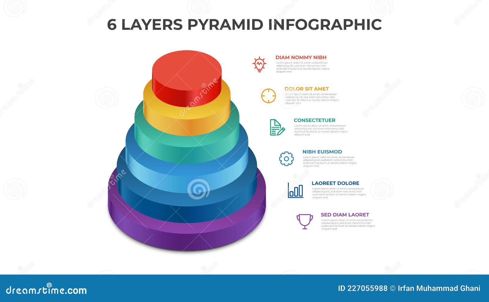 6 Layers of Pyramid Infographic Element Vector Stock Vector ...