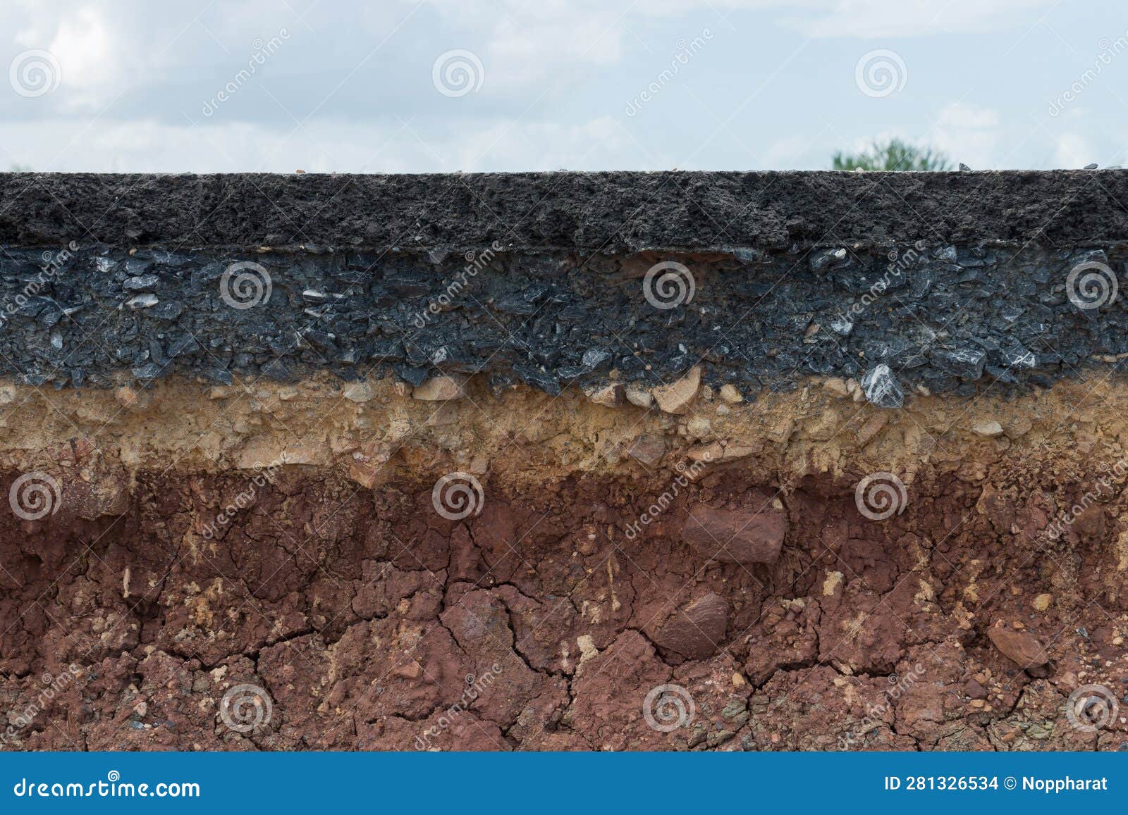 Layers of Road with Soil and Rock Stock Photo - Image of orange ...