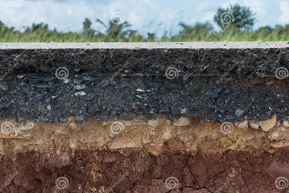 Layers of Road with Soil and Rock Stock Photo - Image of dirt, natural ...