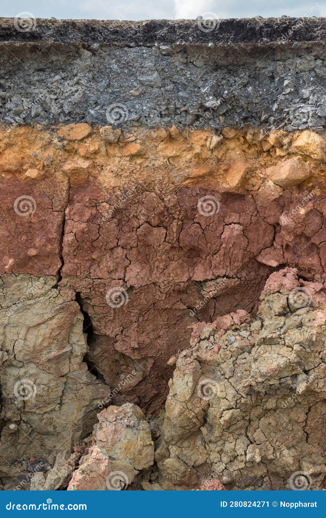 The layers of road. stock image. Image of field, broken - 280824271