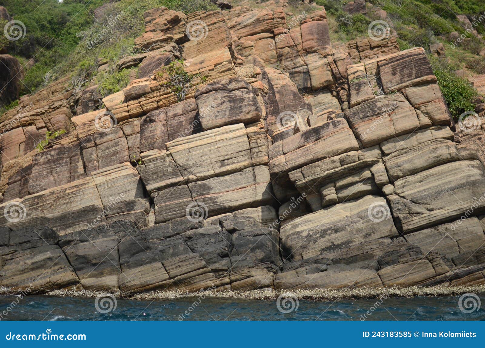 Layers of rock formation stock image. Image of trincomalee - 243183585