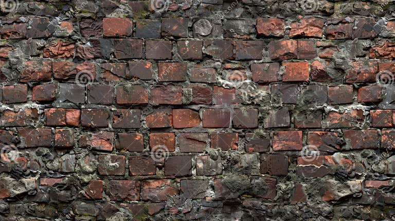Layers of Rough Textured Mortar Show through the Deep Red Bricks Adding ...
