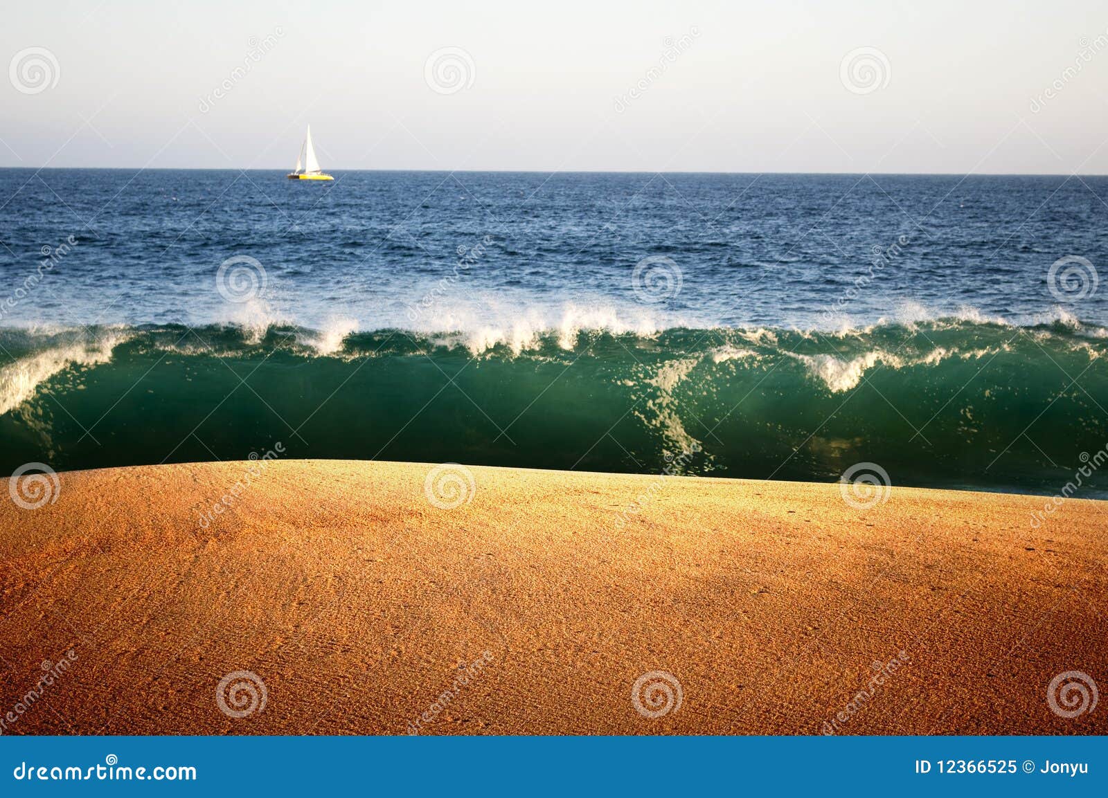 Layers of Sky, Water, Wave, and Sand. Stock Image - Image of brown ...