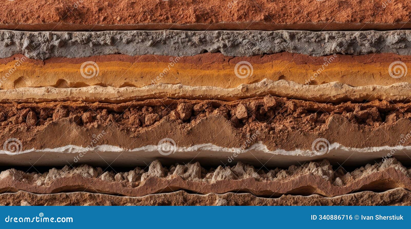 Layers of Soil and Earth Cross Section in Nature. Stock Photo - Image ...