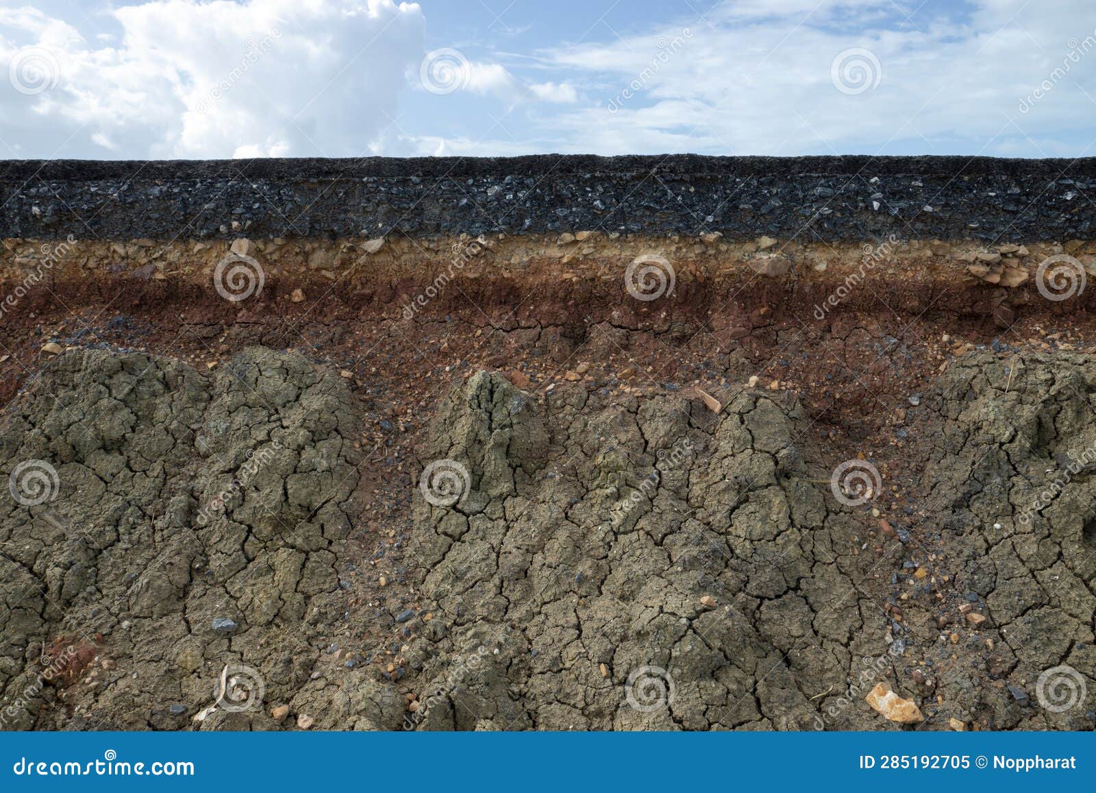 The Layers of Soil and Rock of Road Stock Image - Image of layers ...