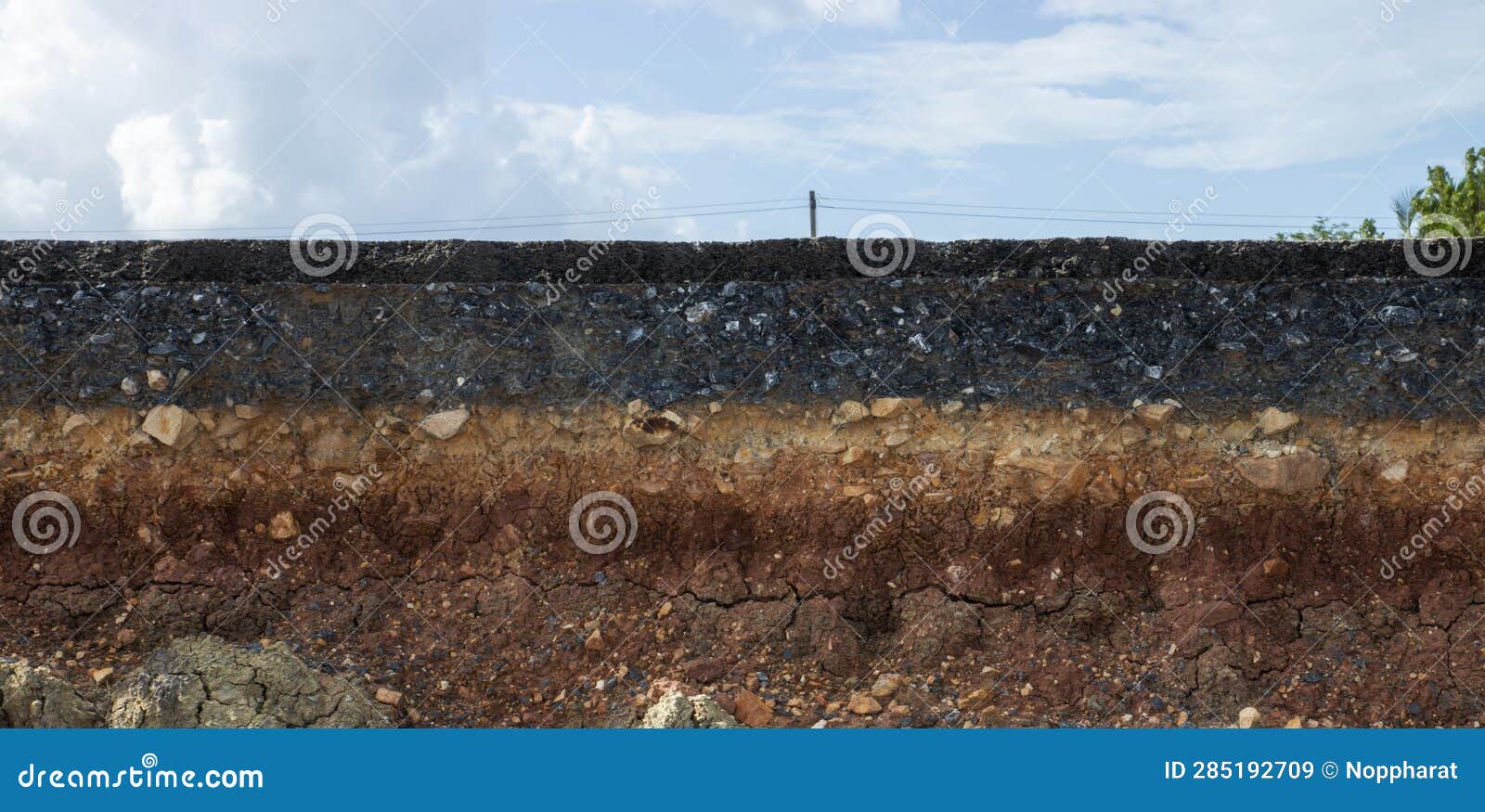 The Layers of Soil and Rock of Road Stock Image - Image of land, orange ...