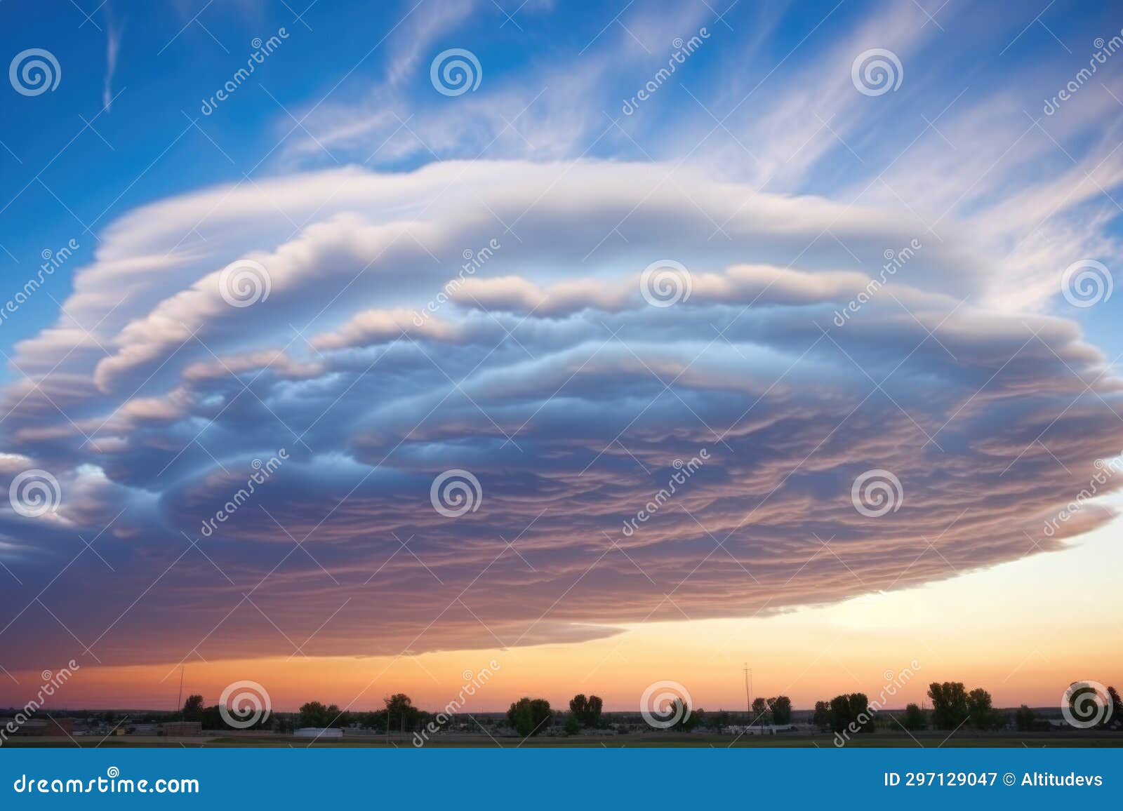 Layers of Swirling Cloud Formations at Dusk Stock Illustration ...