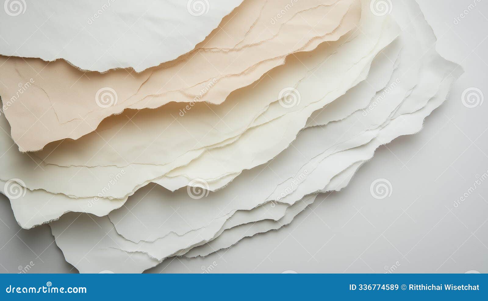 Layers of Torn Beige Paper Create an Organic, Textured Effect Stock ...