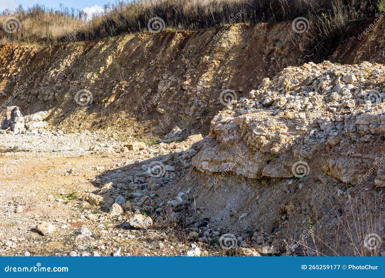 Layers of White Limestone in a Small Stone Quarry Stock Image - Image ...