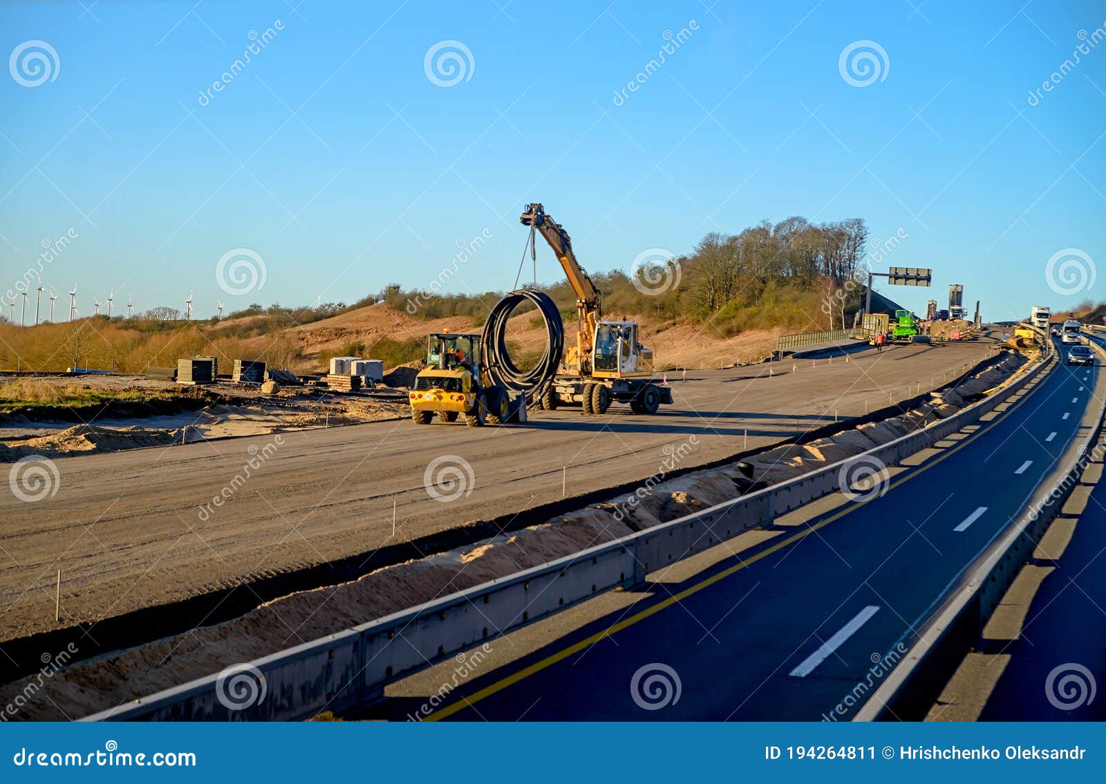 Laying Asphalt Highway Construction Work Machines Stock Image - Image ...