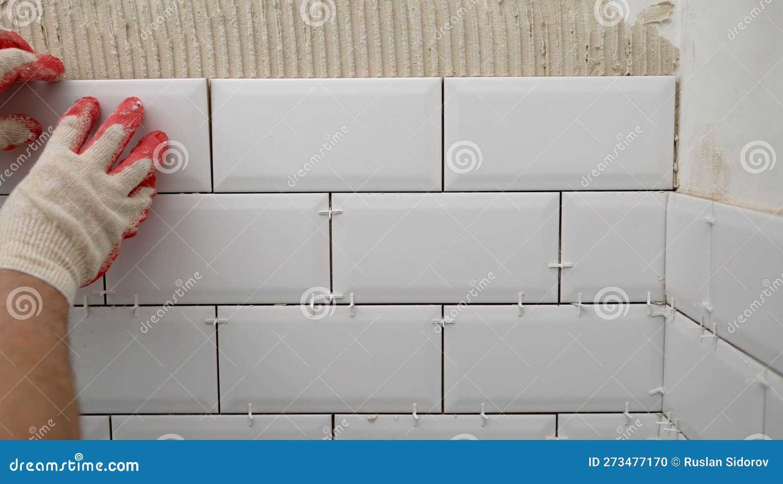 Tile Apron in the Kitchen. White Tiles, Leveling Clips, Tile Cement ...