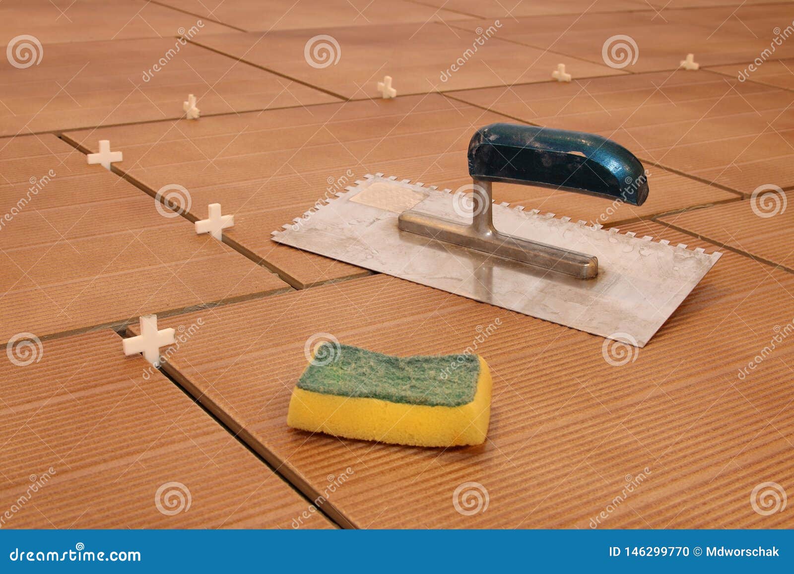 Laying Ceramic Tiles, Tile Spacer and Ohter Tiling Tool Stock Photo ...