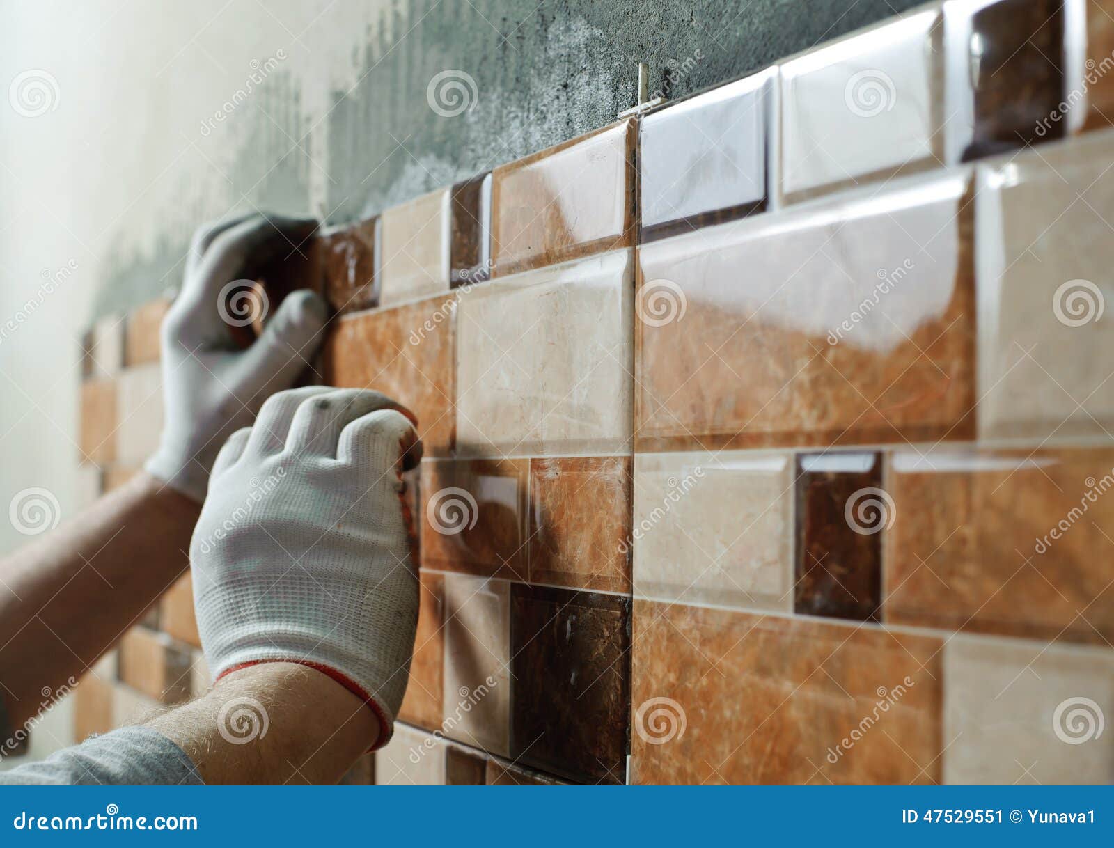 Laying Ceramic Tiles. stock image. Image of professional - 47529551