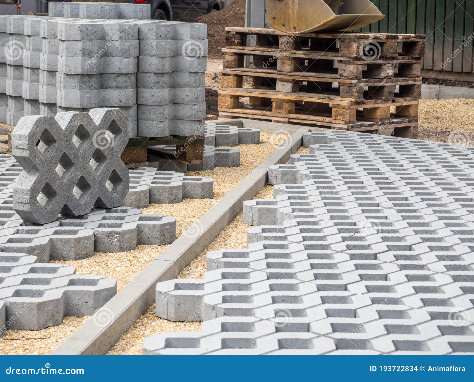 Laying of Concrete Blocks Industry Stock Photo - Image of laying ...
