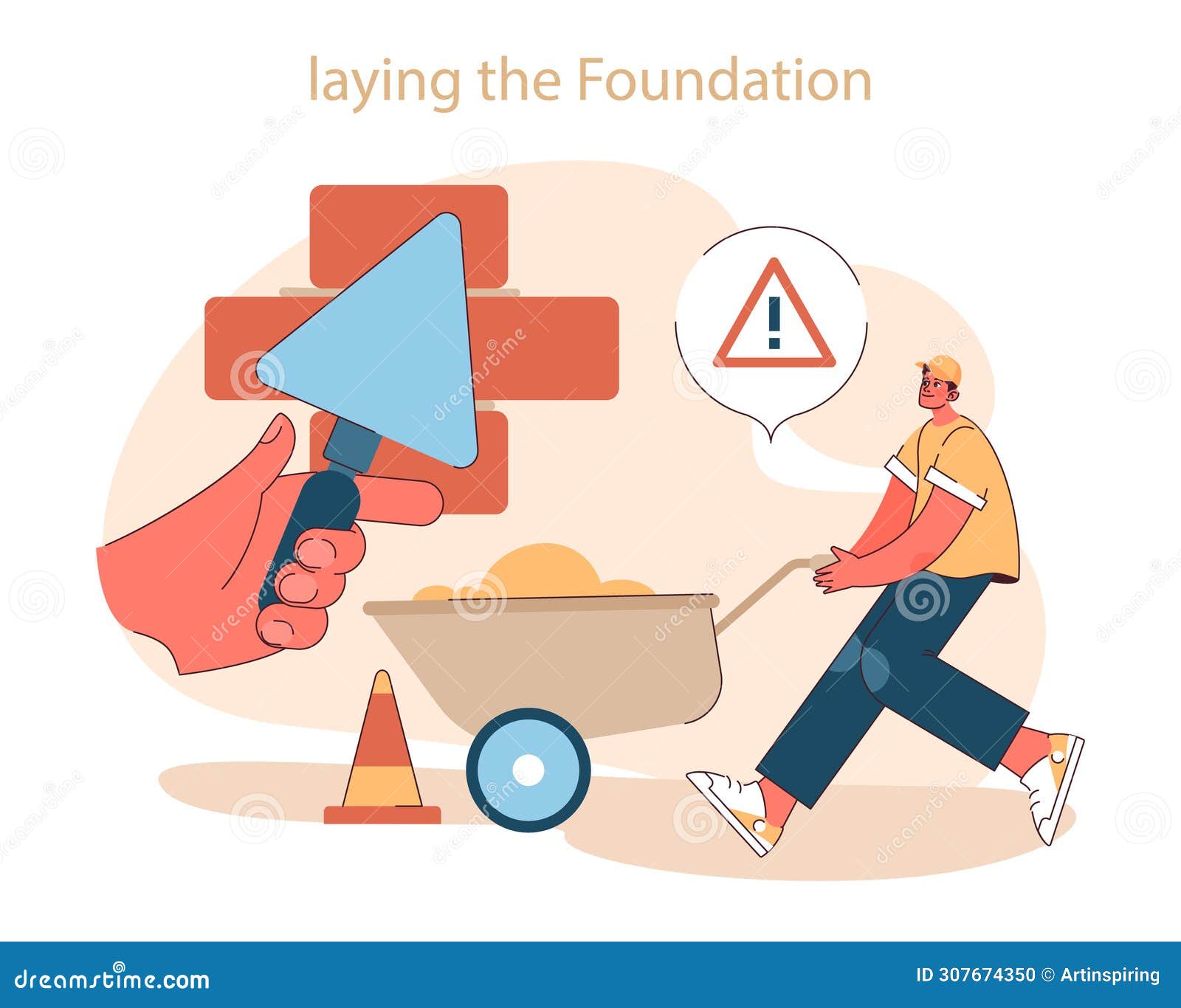 Laying the Foundation Concept. a Construction Worker Diligently ...