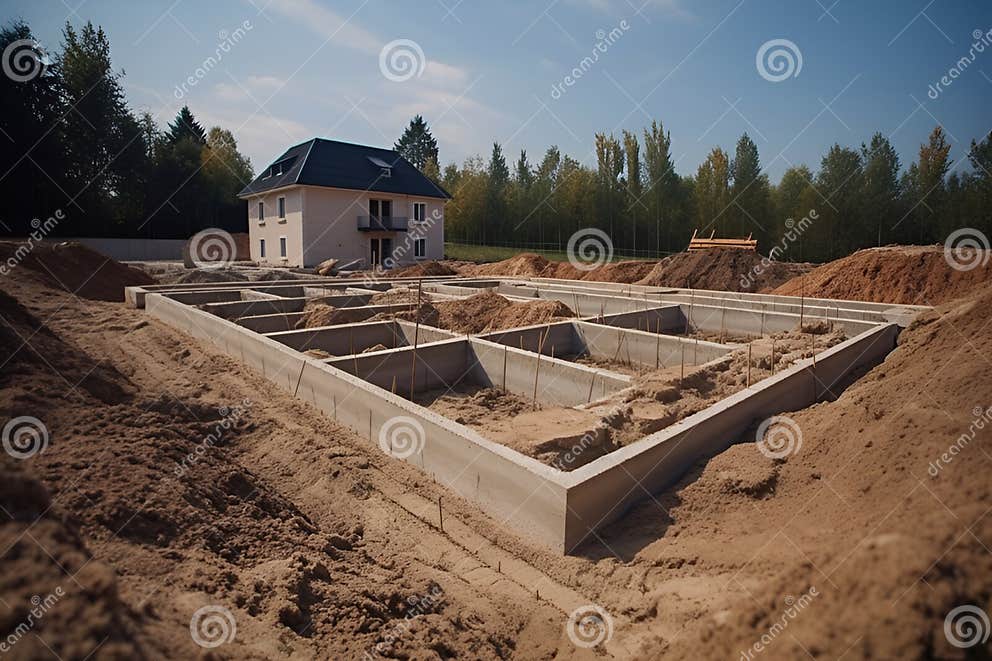 Laying the Foundation. Construction Works. the Foundation for the House ...