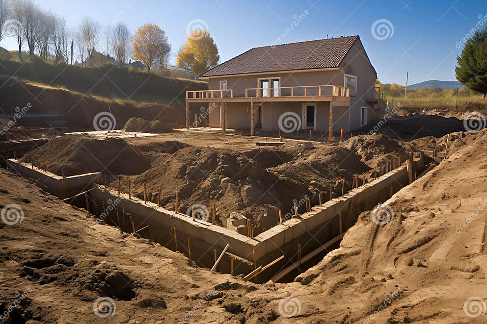 Laying the Foundation. Construction Works. the Foundation for the House ...