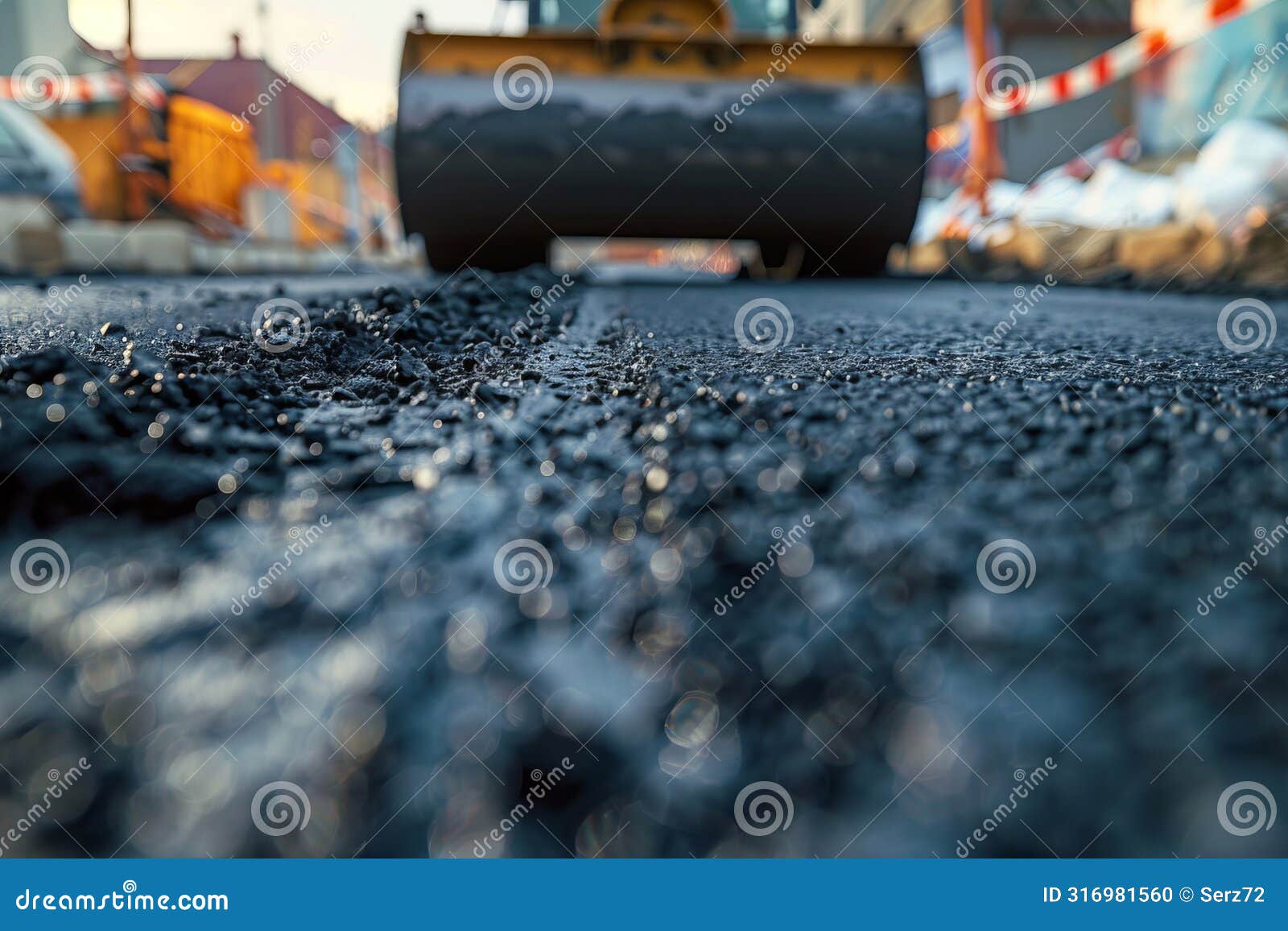 Laying Fresh Asphalt, Road Work with Asphalt Finisher , Asphalt Paver ...