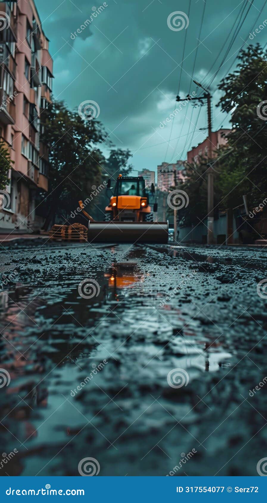 Laying Fresh Asphalt, Road Work with Asphalt Finisher , Asphalt Paver ...