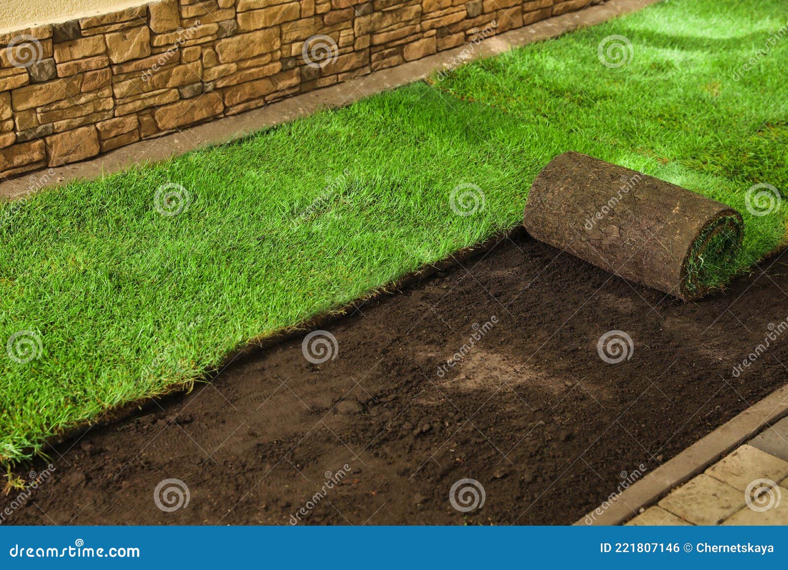 Laying Grass Sods at Backyard. Home Landscaping Stock Photo - Image of ...