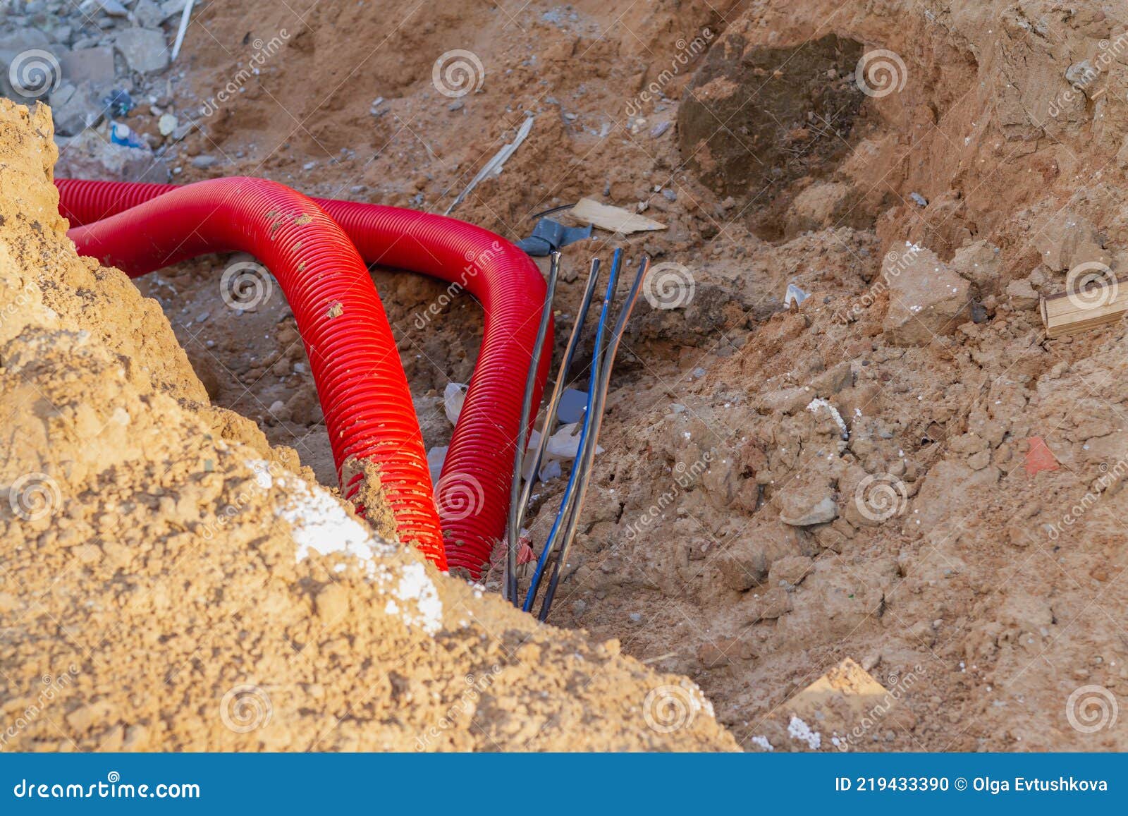 Cable Underground During Works Electrical Gas And Telecommunications ...