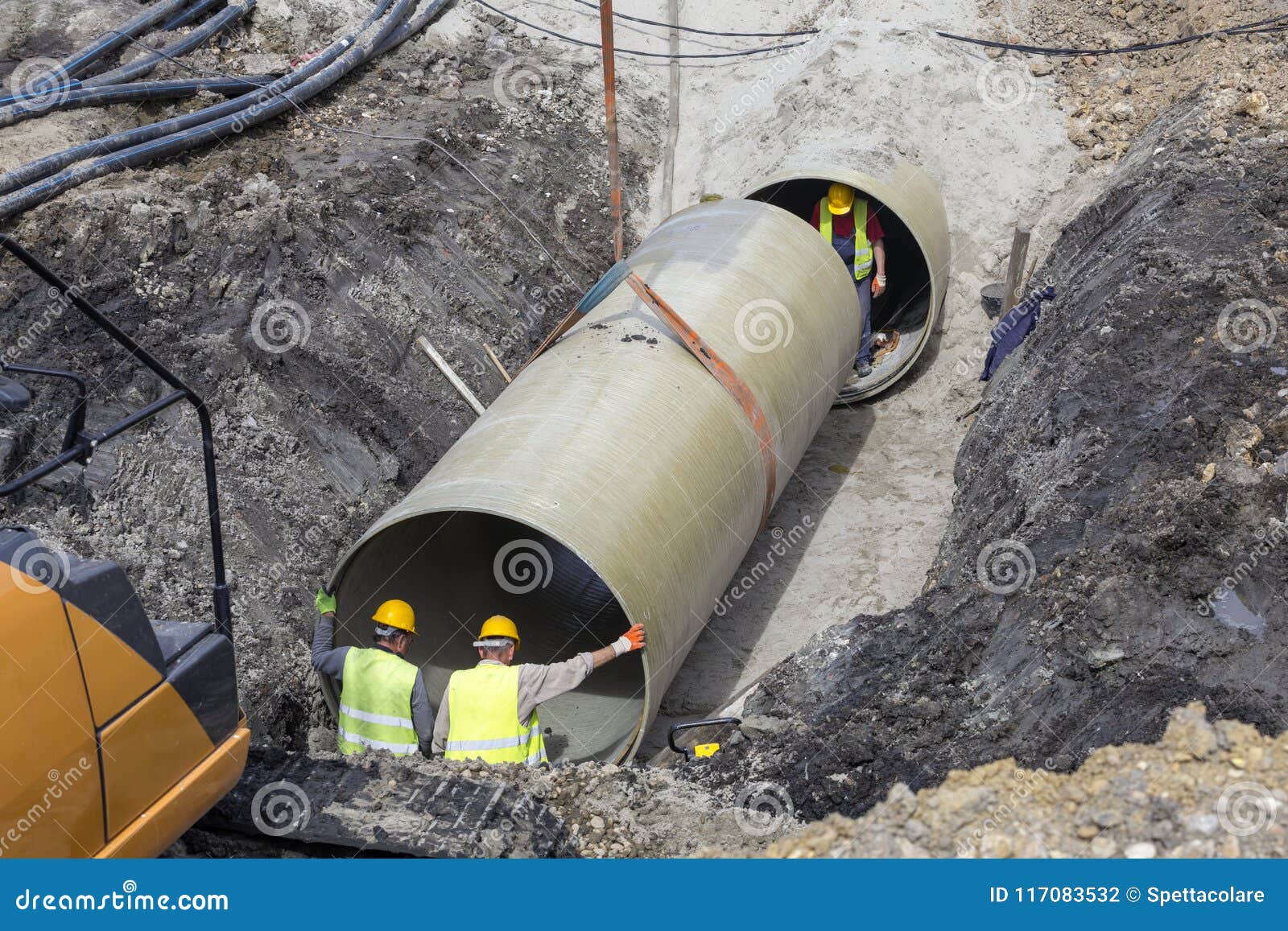 Laying And Joining Of Large Diameter Pipes Editorial Image ...