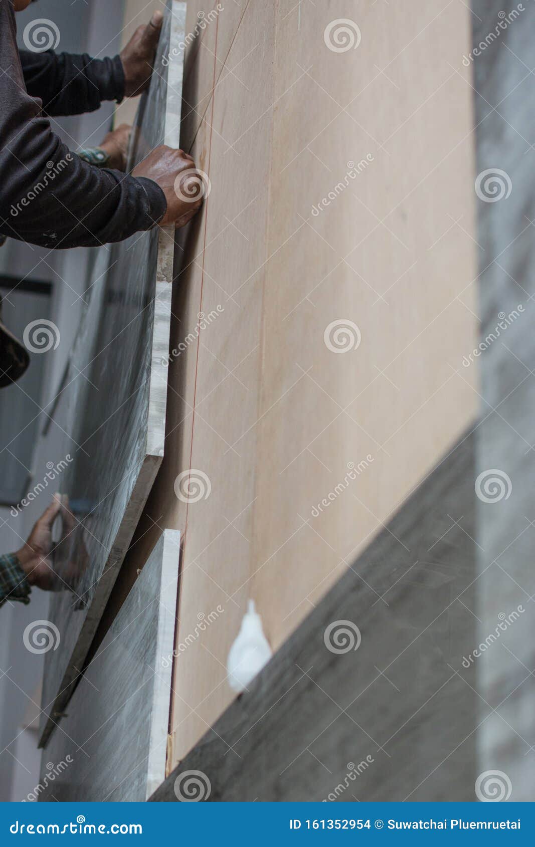 Laying Marble on Wall, Installing Marble Stock Photo - Image of manual ...