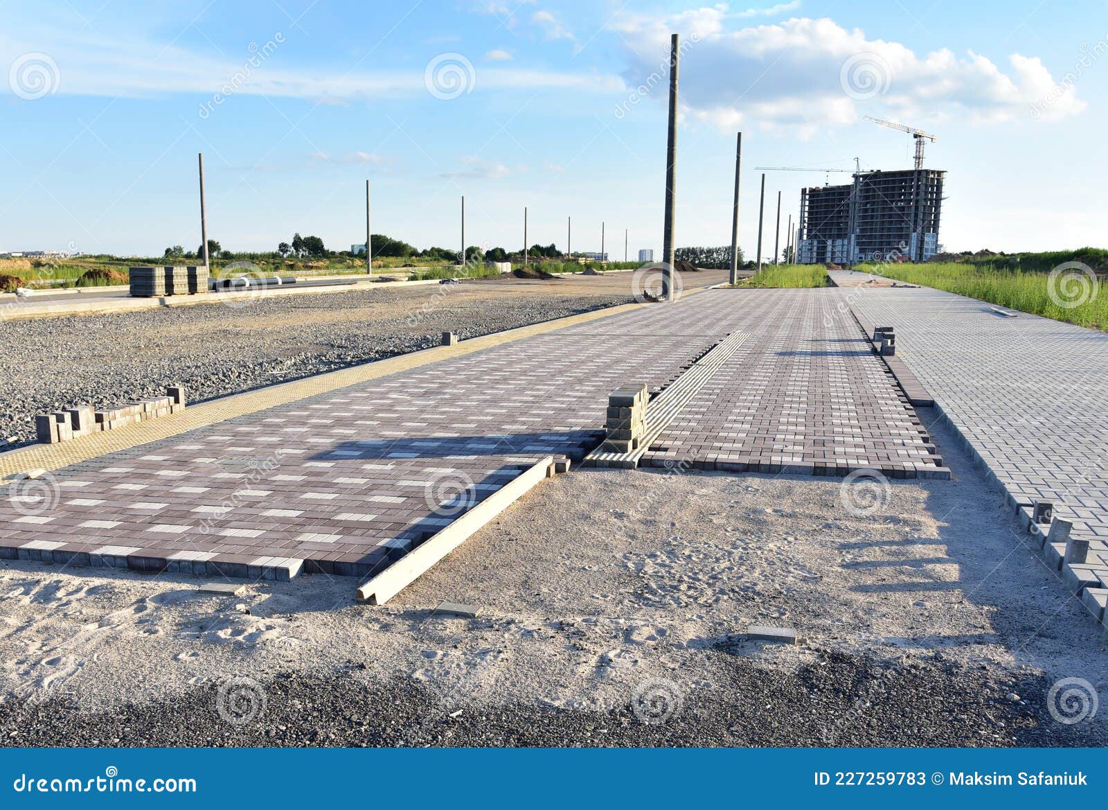 Installing Pedestrian Path With Paver Bricks Royalty-Free Stock Photo ...