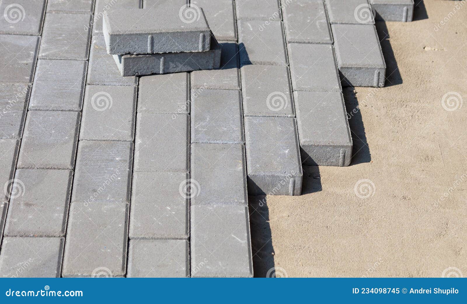 Laying Paving Slabs at a Construction Site. Stock Image - Image of ...