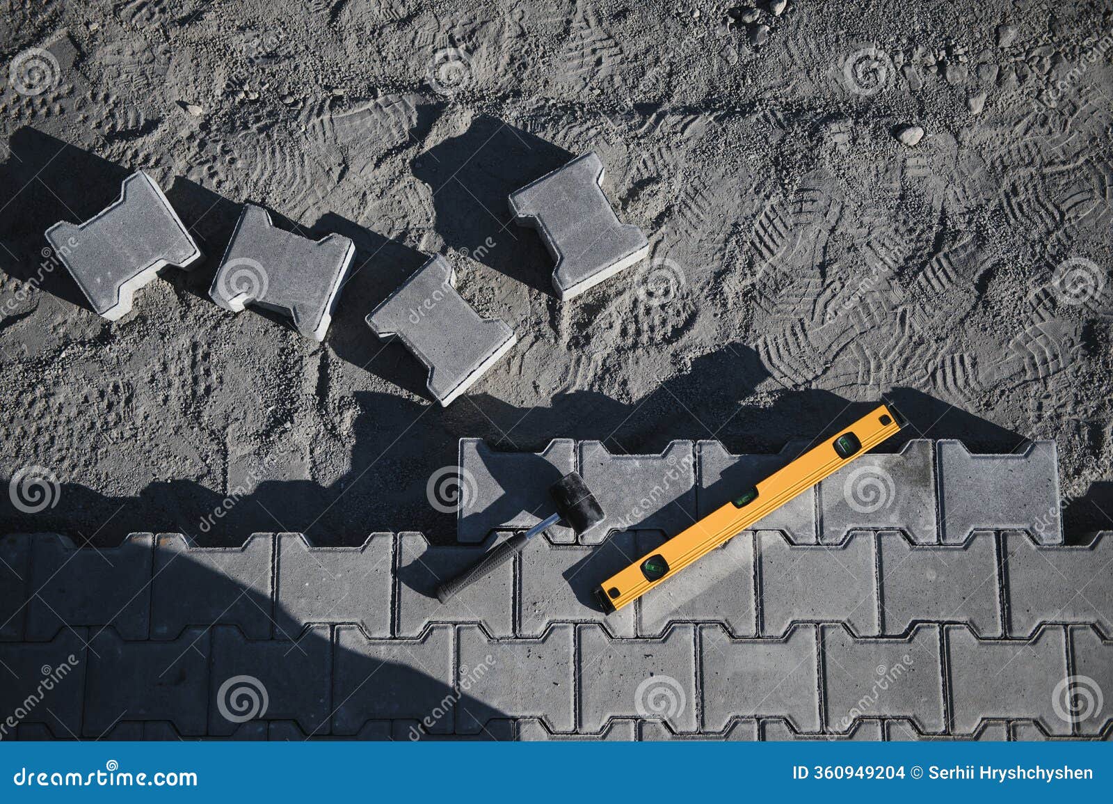 Laying Paving Stones. Paving Tools for Use Stock Photo - Image of tool ...
