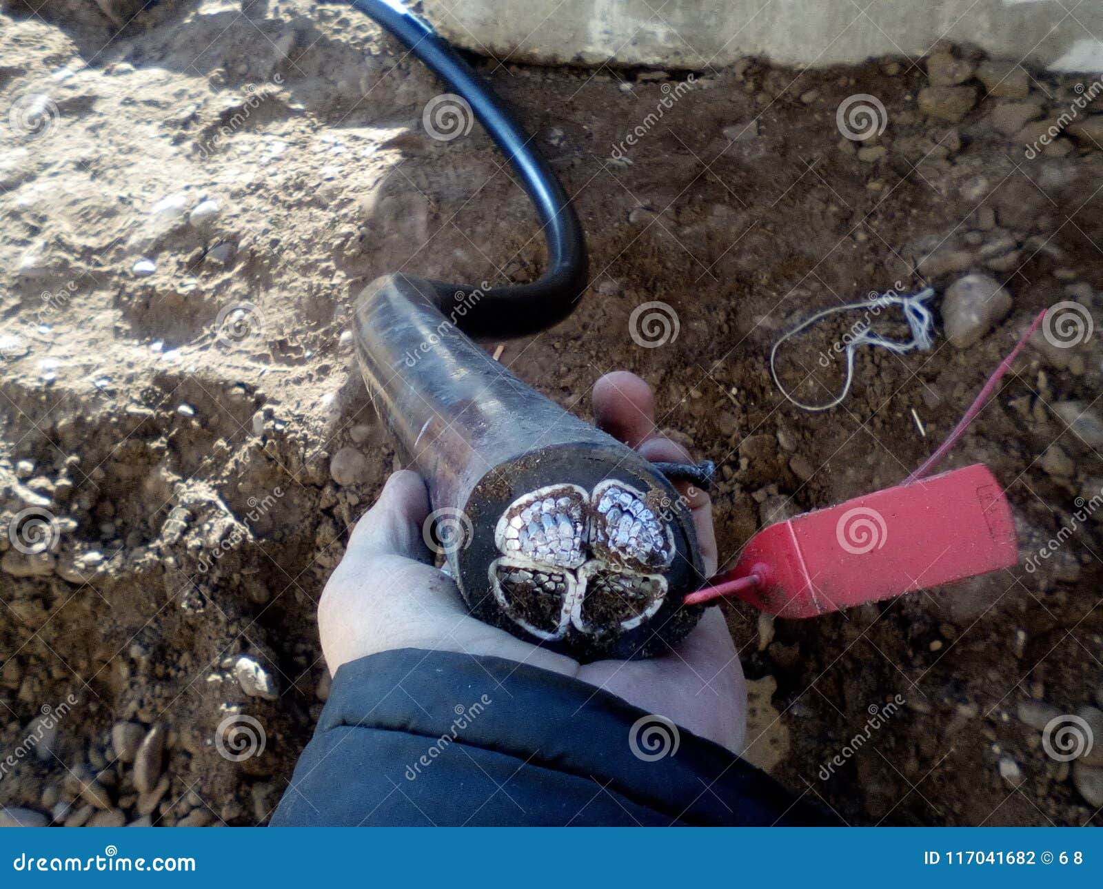 Laying of Power Cable in the Trench To the User Stock Photo - Image of ...