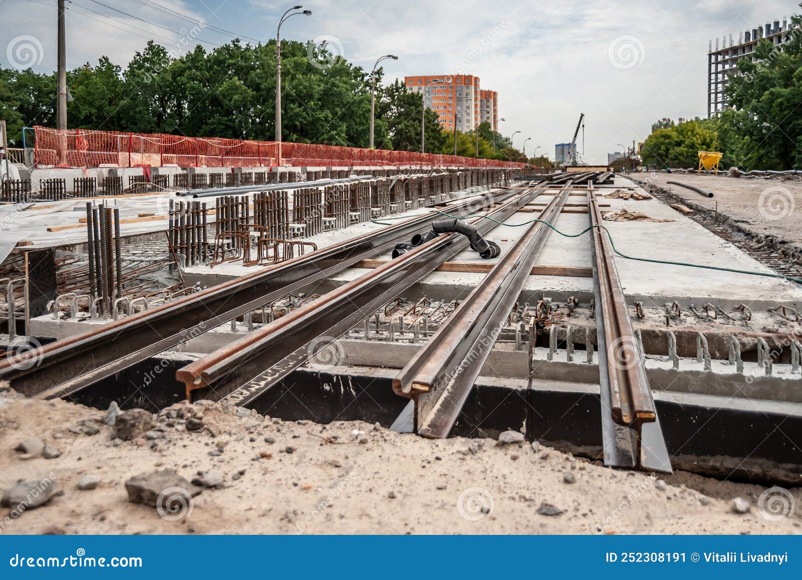 Laying rails stock image. Image of safety, activity - 252308191