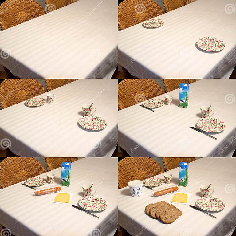Laying the Table Sequence stock image. Image of cloth - 6981769