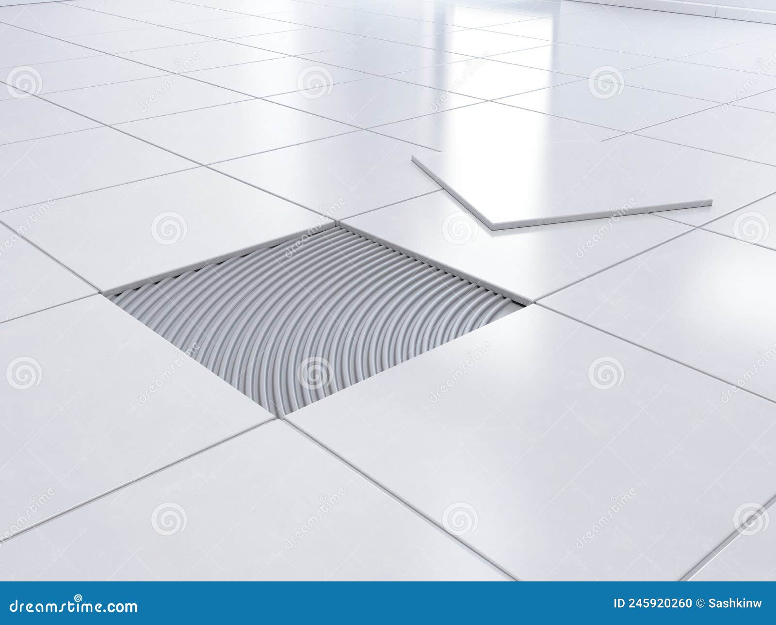 Laying Tiles Concept. Laying the Ceramic Tile on the Floor Stock ...