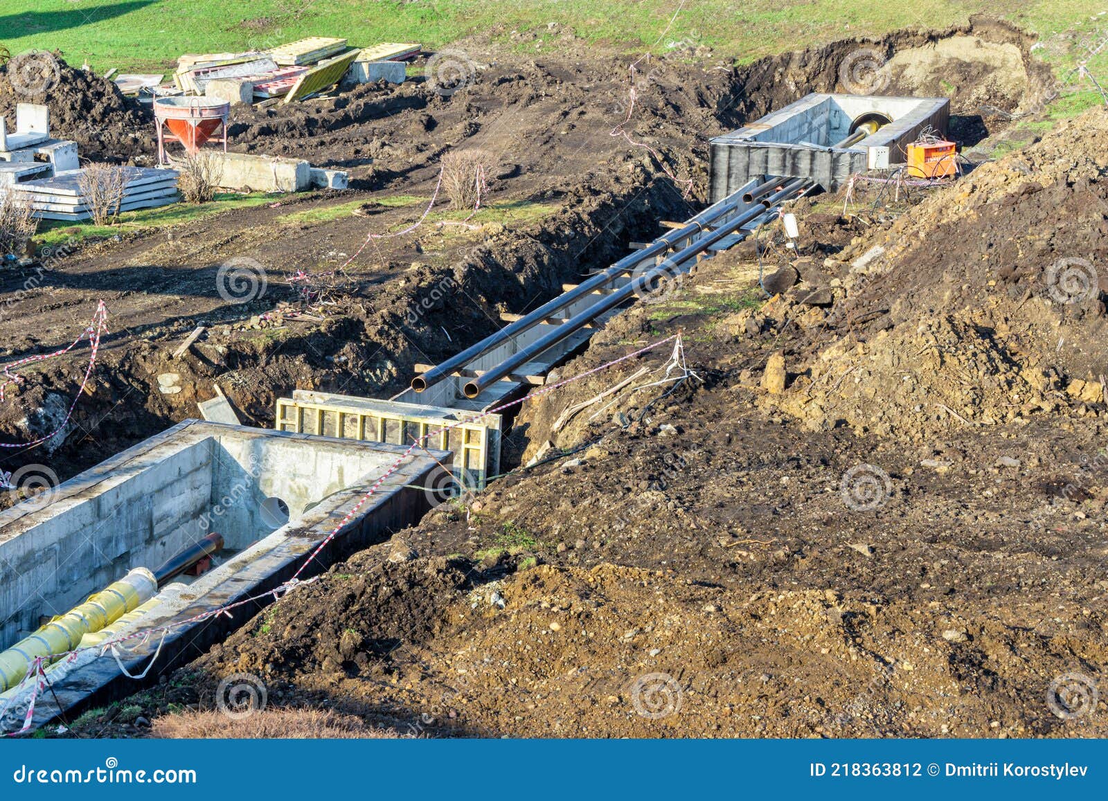 Laying of Underground Heating Mains and Heating Chambers for Servicing ...