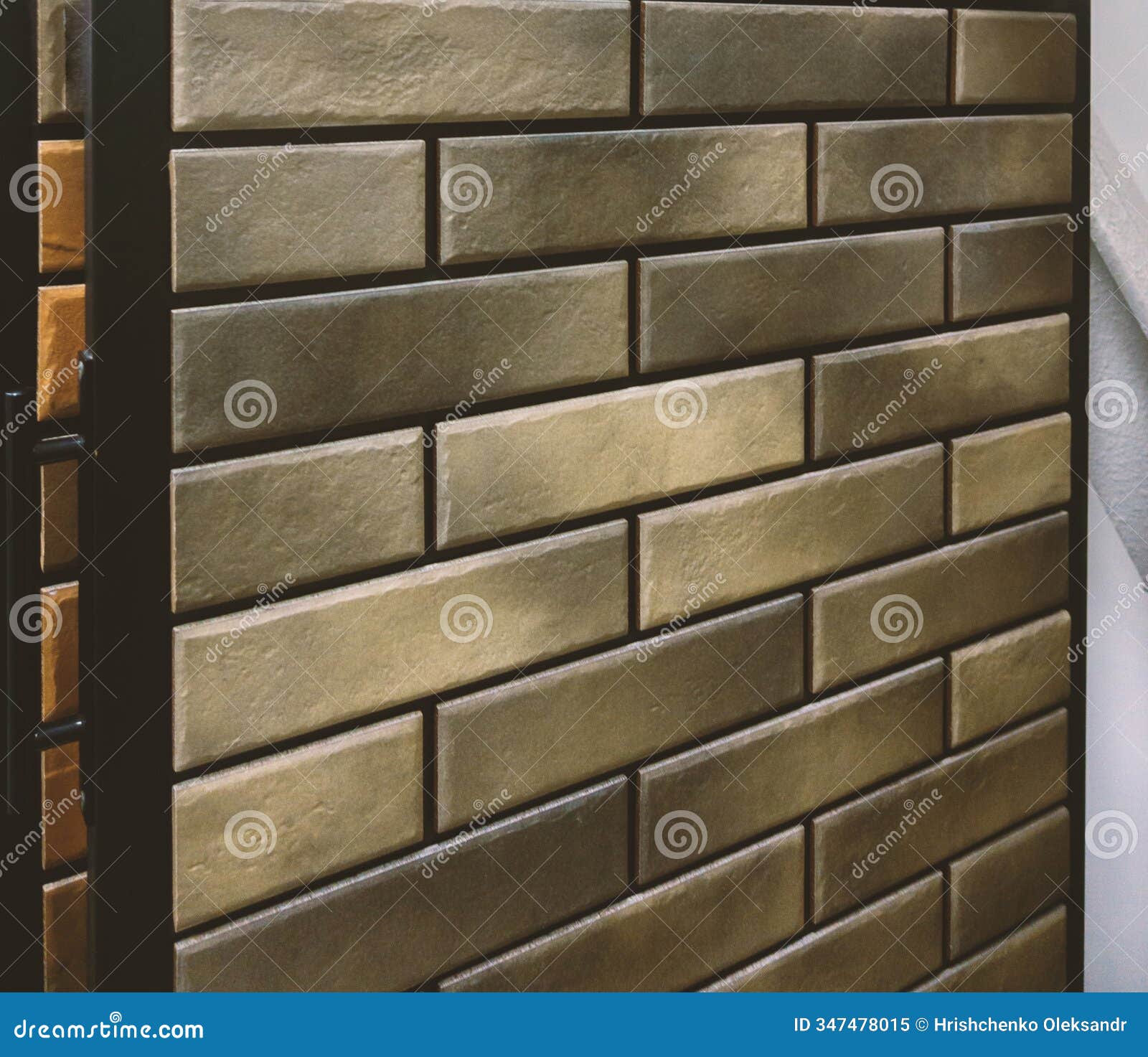 Laying Vintage Wall Tiles Imitating Brickwork Stock Image - Image of ...